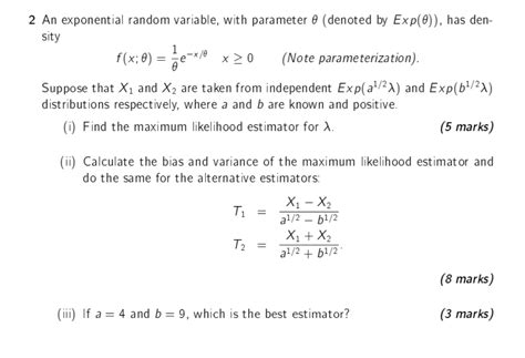 Solved 1 2 An Exponential Random Variable With Parameter 2