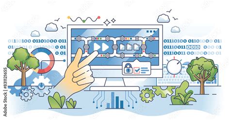 Data Pipeline Software For Web Information Automation Outline Hands Concept Secure Database