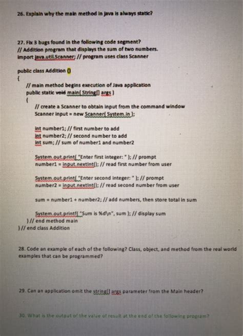 Solved Explain Why The Main Method In Java Is Always Static