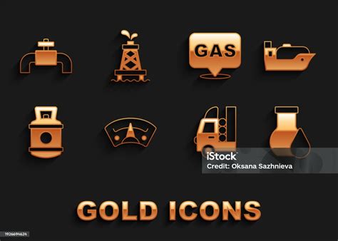 모터 가스 게이지 유조선 휘발유 시험관 차량용 가스 프로판 위치 및 스테이션 금속 파이프 밸브 및 장비 아이콘을 설정합니다 벡터