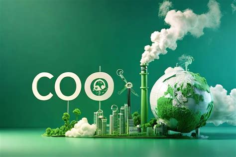 Premium Photo Co2 Reduction Concept Environmental Icon On Green