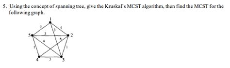 solved 5 using the concept of spanning tree give the