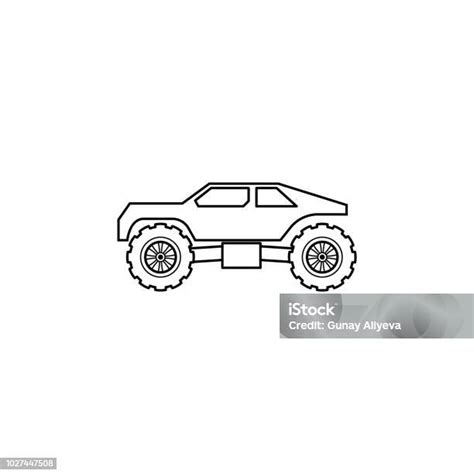 빅 풋 차 그림입니다 모바일 개념 및 웹 응용 프로그램에 대 한 극단적인 경주의 요소입니다 웹 및 모바일 선 빅 풋 자동차 그림을 사용할 수 있습니다 프리미엄 아이콘 4x4
