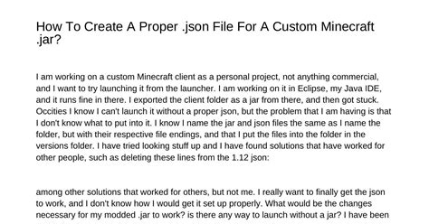 How To Create A Proper Json File For A Custom Minecraft Jarskgbzpdf