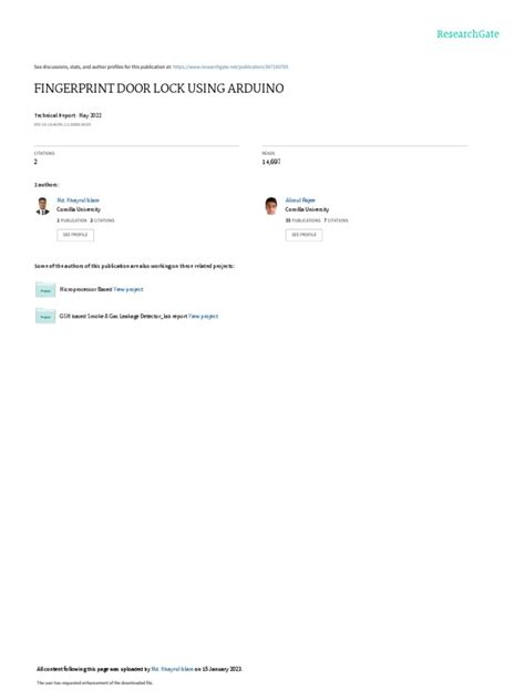 Fingerprint Door Lock Using Arduino Technical Report Pdf Fingerprint Power Supply