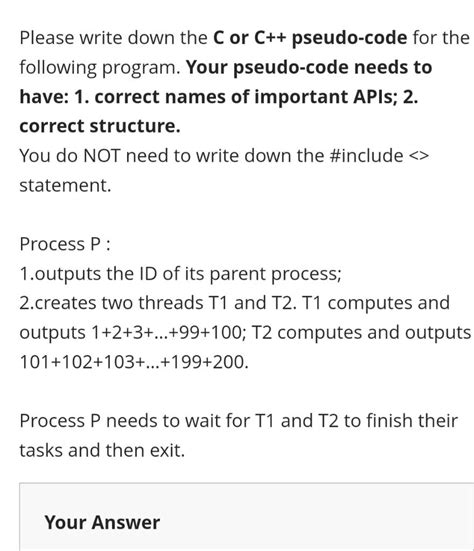 Solved Please Write Down The C Or C Pseudo Code For The Chegg
