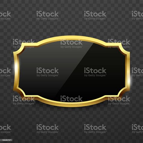 아름다운 심플한 골든 럭셔리 빈티지 디자인 투명 한 배경에 유리와 골든 복고풍 프레임 빈티지 골드 프레임의 빈 모형 격리된 벡터 일러스트레이션 배지에 대한 스톡 벡터 아트