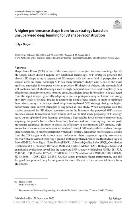 A Higher Performance Shape From Focus Strategy Based On Unsupervised