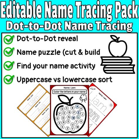 Name Tracing Editable Dot To Dot Worksheet Name Tracing Practice