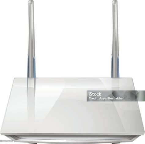 현실적인 3d 무선 라우터 흰색 배경에 고립입니다 Wifi와 인터넷의 소스입니다 벡터 일러스트입니다 모뎀에 대한 스톡 벡터 아트