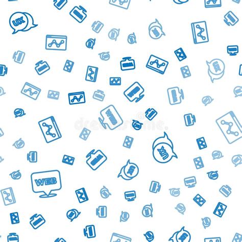 Set Line Web And Graphic Design Ui Or Ux And Website Statistic On Seamless Pattern Vector