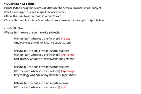 Solved Question 4 2 Points Write Python Program Which