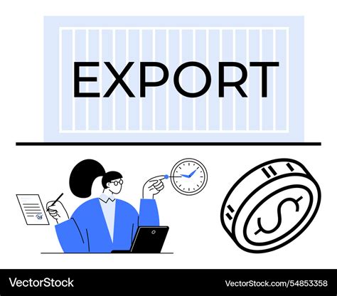 Businesswoman Working On Export Documentation Vector Image