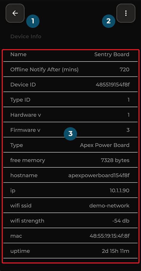 Device Information Screen Sentry Knowledge Base