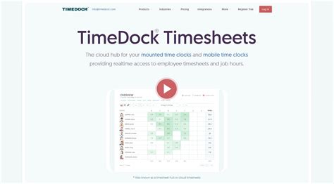 TimeDock Cloud Timesheet Hub For TimeTablet Mobile Time Clock