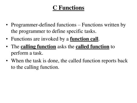 Ppt C Functions Powerpoint Presentation Free Download Id1756002