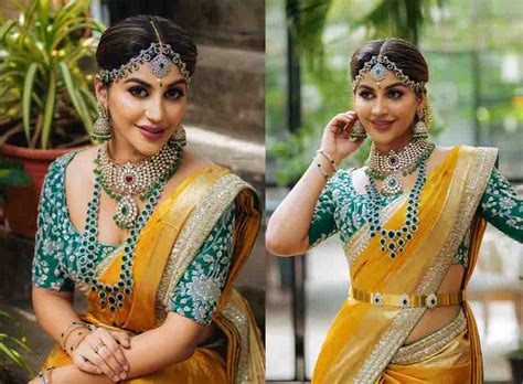 Beautiful Yashika Anand In Red Saree Filmy19