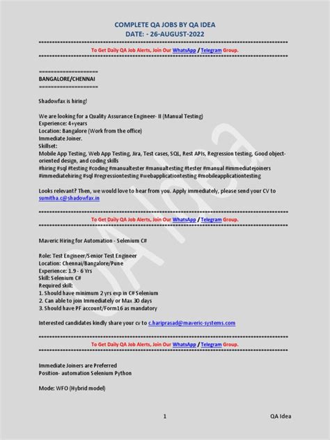 Complete Qa Jobs 26 August 2022 Pdf Selenium Software Software