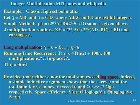 Ppt Notes On The Analysis Of Multiplication Algorithms Dr M