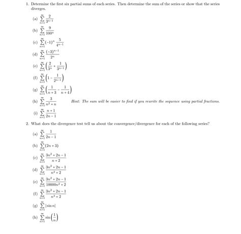 Solved Determine The First Six Partial Sums Of Each Chegg Com