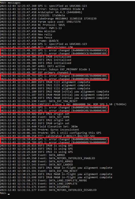Testing New M10 Gnss Gps Error Messages In Message Log Copter 4 4 Ardupilot Discourse
