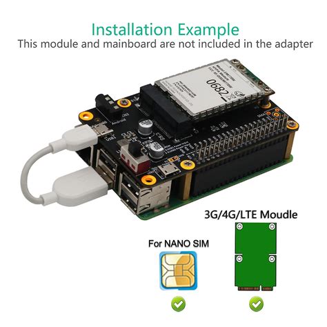 Raspberry Pi B Base Hat For G G LTE Module With SIM Card Support Fruugo UK