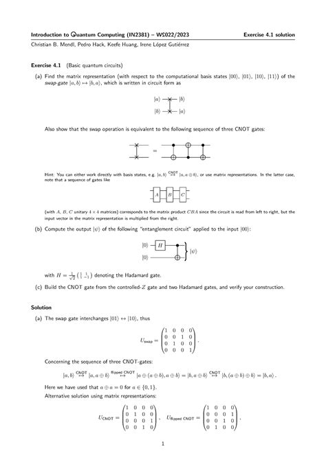 Exercise 4 E4 Solution Introduction To Uantum Computing In2381