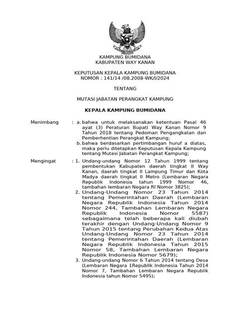 Contoh Sk Mutasi Jabatan Perangkat Fix Pdf