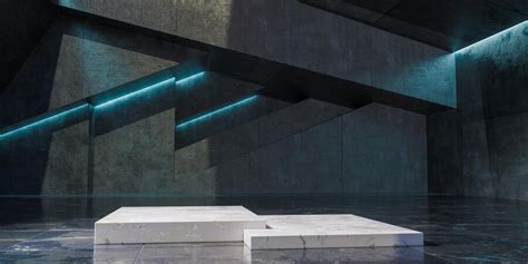 판타지 배경이 있는 제품 배치를 위한 추상 회색 연단 제품 배치 프레젠테이션 개념 3d 렌더링을 위한 대리석 플랫폼 프리미엄 사진