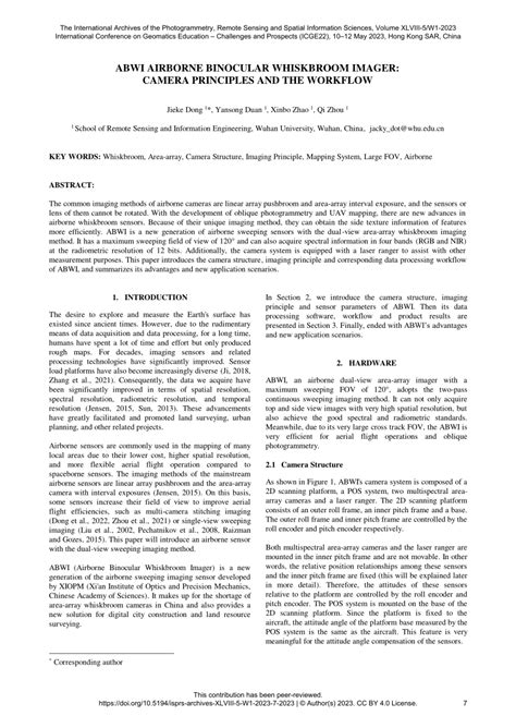 Pdf Abwi Airborne Binocular Whiskbroom Imager Camera Principles And The Workflow