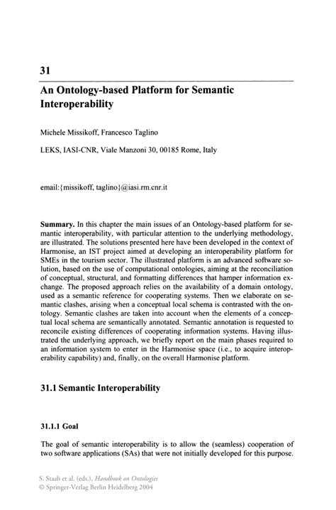 Pdf An Ontology Based Platform For Semantic Interoperability