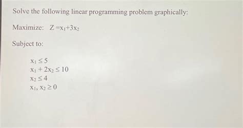 Solved Solve The Following Linear Programming Problem