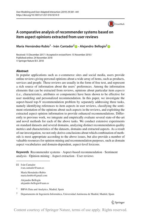 A Comparative Analysis Of Recommender Systems Based On Item Aspect Opinions Extracted From User
