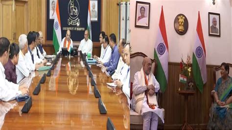 കേന്ദ്ര ആഭ്യന്തരമന്ത്രി മണിപ്പൂരിൽ ഗവർണറും മുഖ്യമന്ത്രിയും മന്ത്രിമാരുമായി കൂടിക്കാഴ്ച നടത്തി