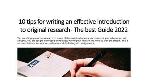 10 Tips For Writing An Effective Introduction To Original Research The Best Guide 2022 Pdf