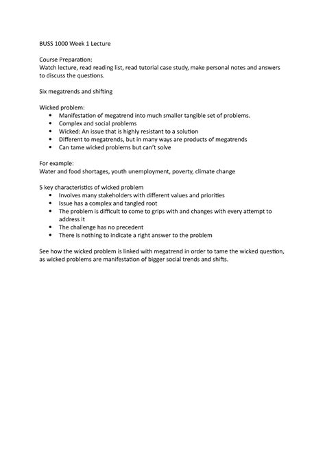 Buss1000 Week 1 Lecture Buss 1000 Week 1 Lecture Course Preparation Watch Lecture Read