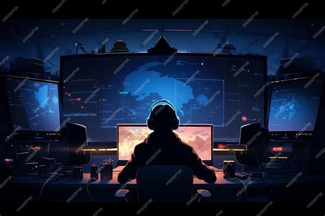 Premium Photo Hacker Sitting At The Computer Cyber Security And Antispyware Concept Ai Generated