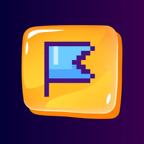 Tag Sign Glossy Ui Button With Pixelated Color Icon Flag Pin Marking Important Content
