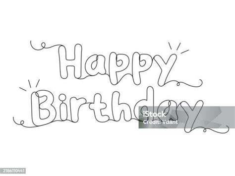 생일 축하합니다 연속 한 라인 아트 드로잉 고립 된 벡터 일러스트 레이 션 공휴일에 대한 스톡 벡터 아트 및 기타 이미지