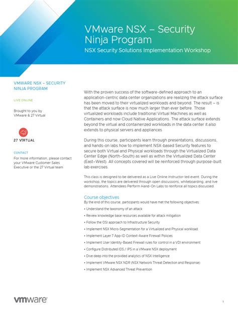 vmware nsx security ninja program datasheet pdf virtualization computer science