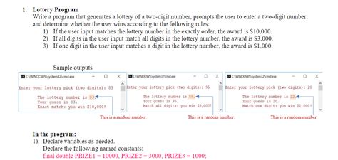 solved 1 lottery program write a program that generates a