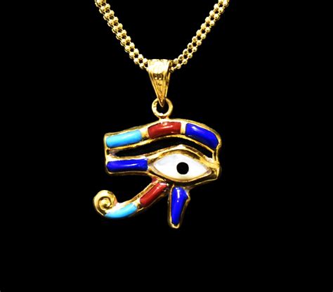 4a Egyptian Jewelry Pendant Eye Of Horus 18k Yellow Gold Etsy