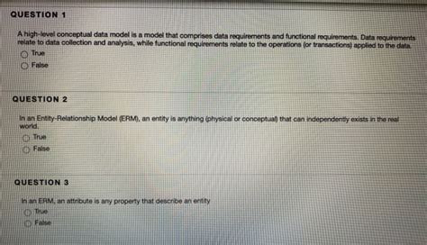 Solved Question A High Level Conceptual Data Model Is A