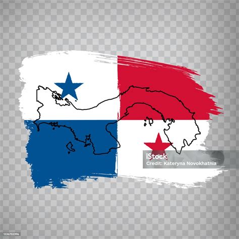 브러시 스트로크와 파나마의 빈지도에서 파나마 국기 공화국 웹 사이트 디자인에 대한 투명 배경에 파나마의 높은 품질의지도 공화국과 국기 미국 Eps10 0명에 대한 스톡 벡터