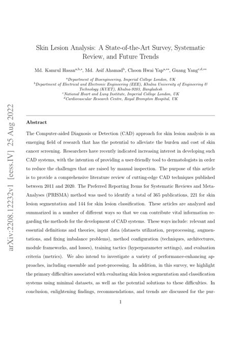 Pdf Skin Lesion Analysis A State Of The Art Survey Systematic Review And Future Trends