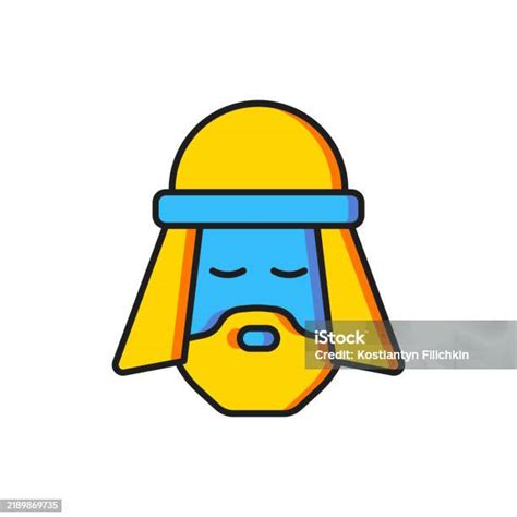 색깔 이집트 남자 아이콘 흰색 배경에 고립되어 있습니다 그림자가 있는 평면으로 채워진 윤곽선 스타일입니다 벡터 가공의 인물에 대한 스톡 벡터 아트 및 기타 이미지 Istock