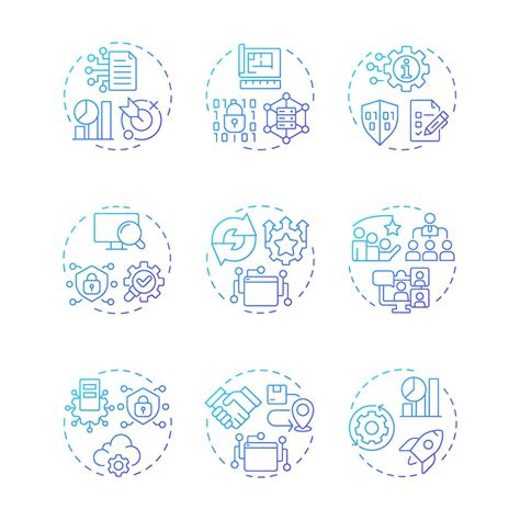 Itil And Itsm Blue Gradient Concept Icons Software Development