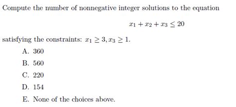 Solved Compute The Number Of Nonnegative Integer Solutions