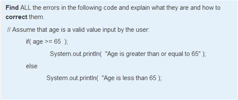Solved Find All The Errors In The Following Code And Explain