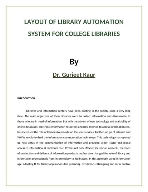Pdf Layout Of Library Automation System For College Libraries